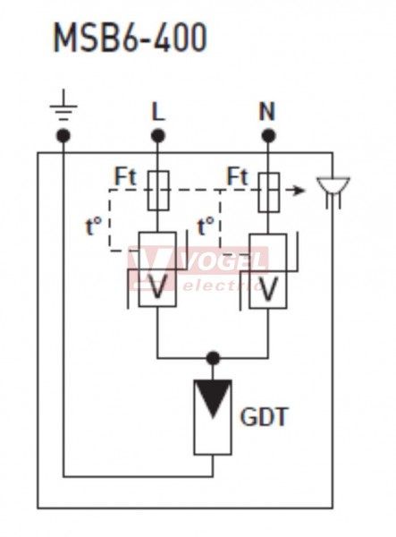 MSB6-400 svodič přepětí typ 3, indikace akustická (561302) - VOGEL ...