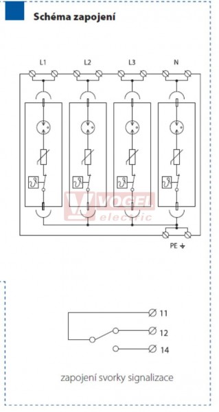 FLP-B+C MAXI VS/4 kombinovaný svodič, typ 1+2, 3L,N-PE, se signalizací, I10/350=25kA na 1 pól ...